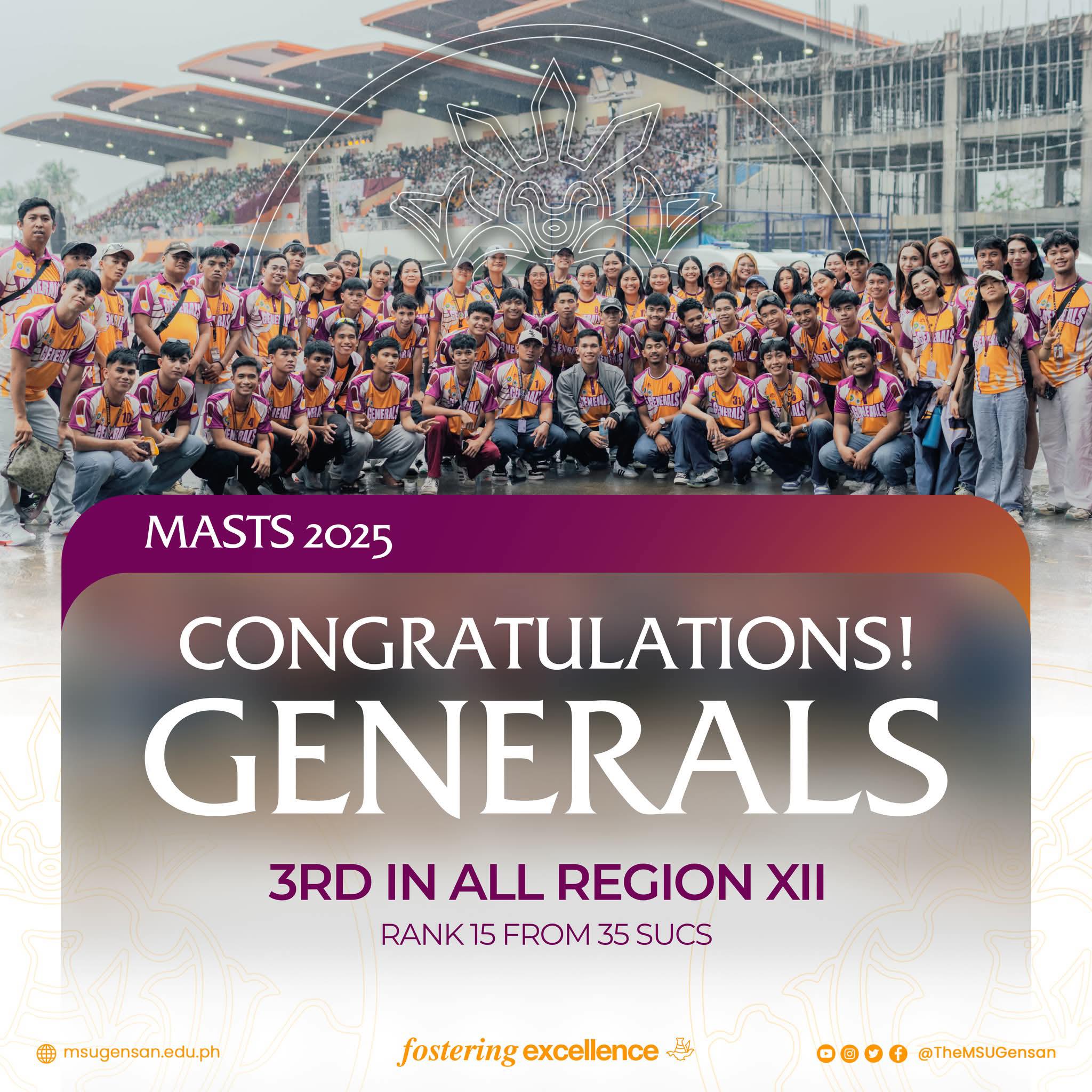 Generals secure rank 15 out of 35 in the 2025 MASTS Games - Mindanao ...
